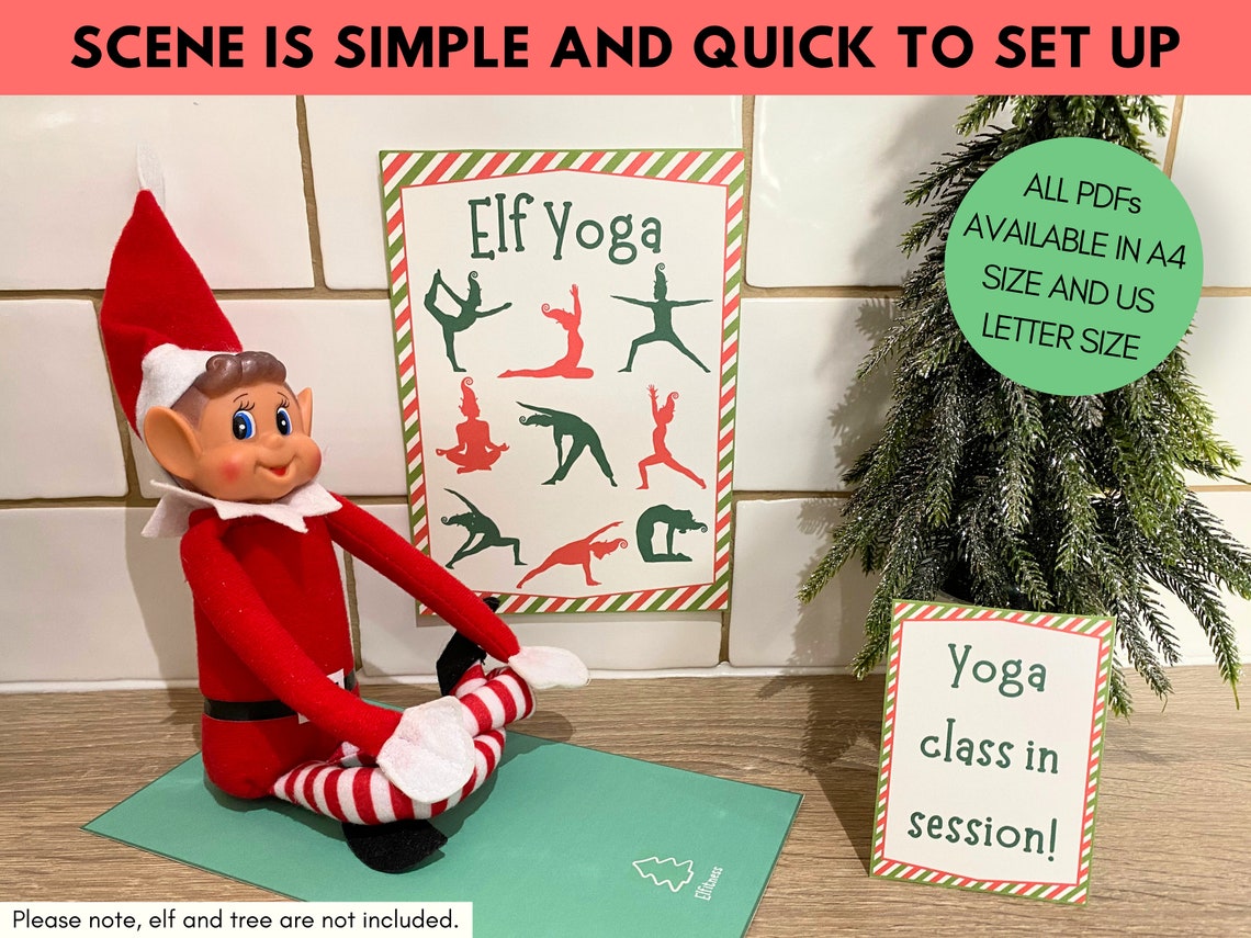 Printable Elf Yoga Class Props, Christmas Elf Exercise Props, Funny Elf ...