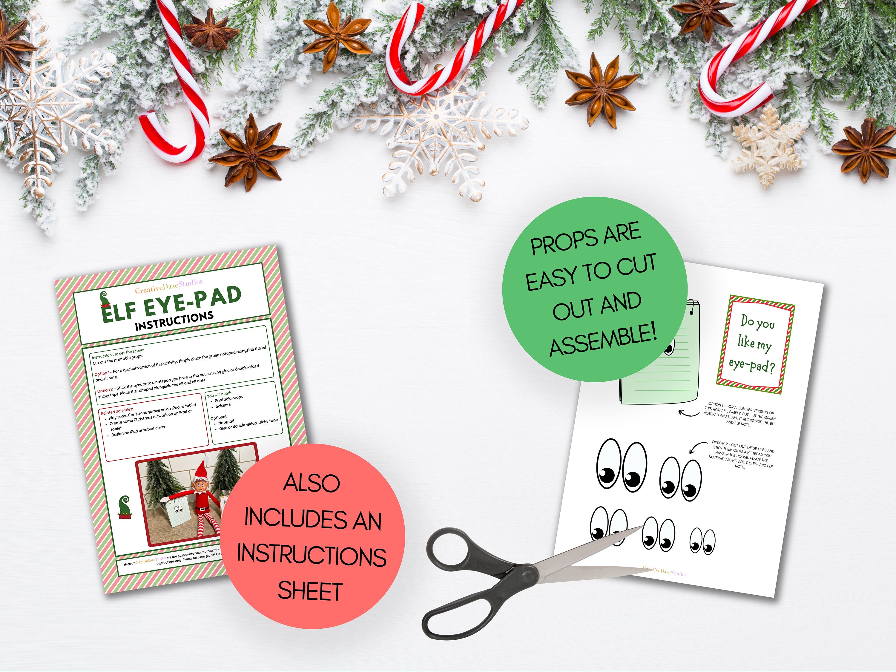 Printable Elf Eye-pad Props, Christmas Elf iPad Scene, Funny Elf Ideas ...