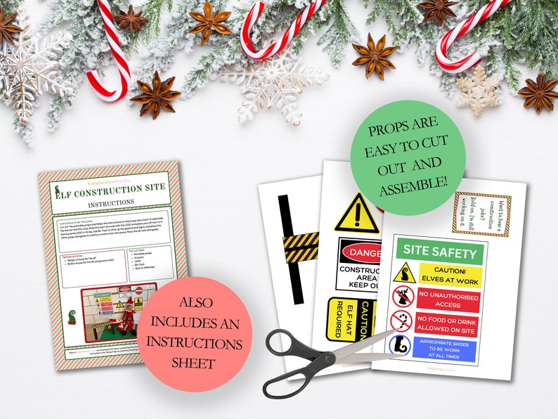 Printable Elf Construction Site Props, Christmas Elf Builder Props, Easy Elf Ideas, Funny ...