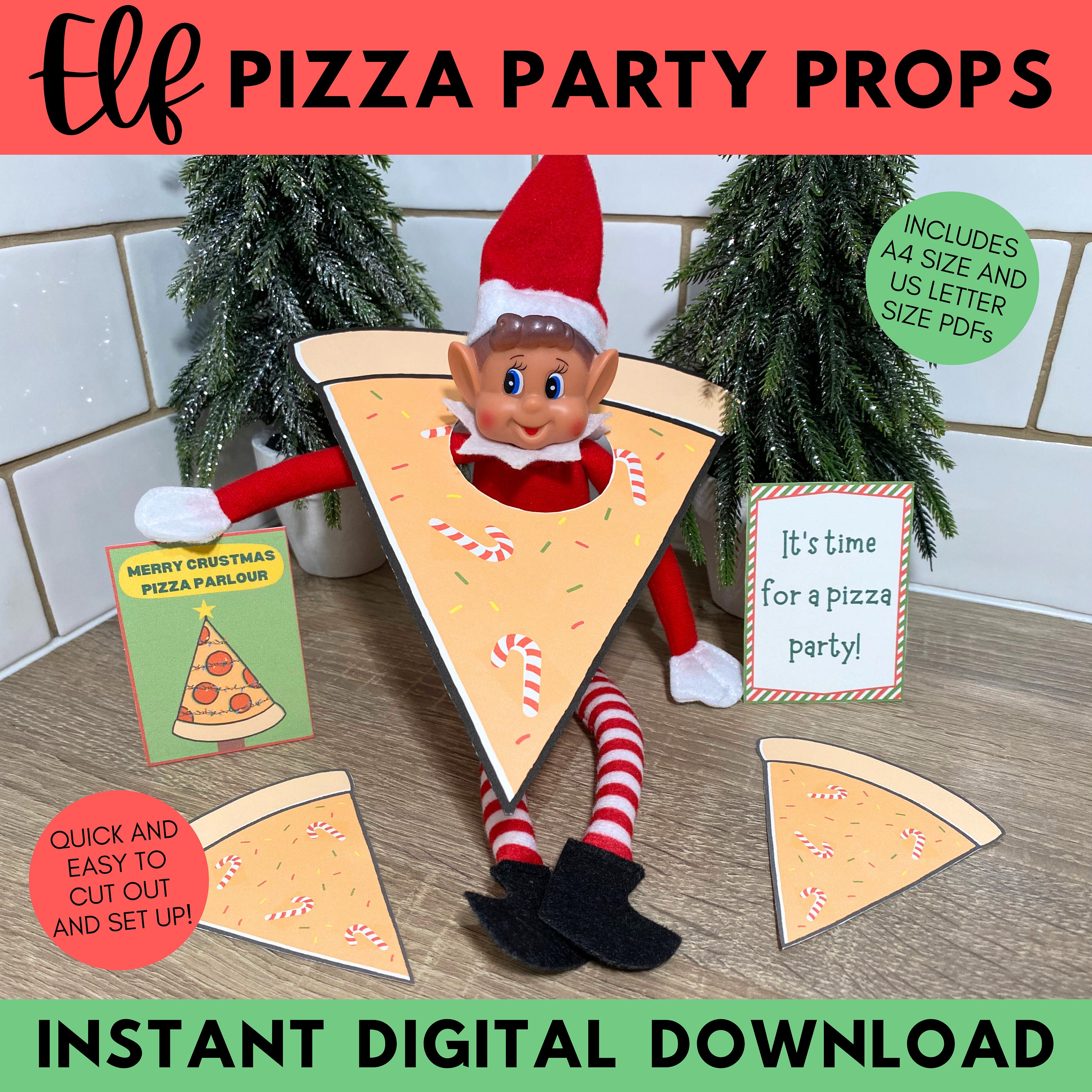 Printable Elf Pizza Party Props, Elf Pizza Night Scene, Christmas Elf ...