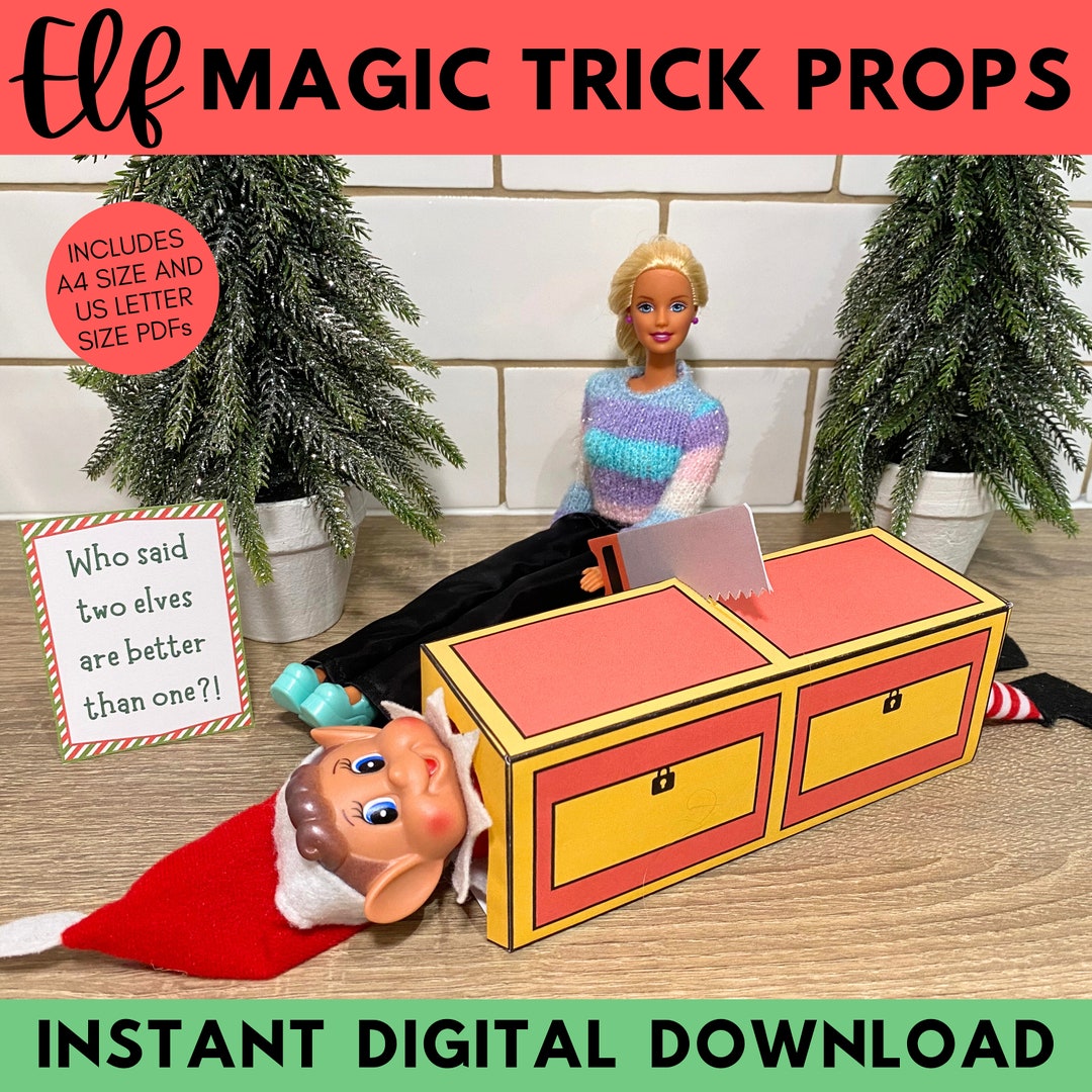 Printable Elf Magic Trick Props, Christmas Elf Magician Scene, Funny ...