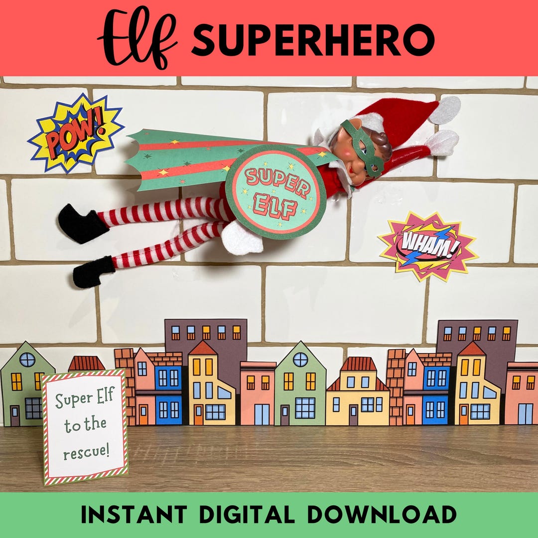 Printable Elf Superhero Props, Christmas Elf Superhero Cape and Shield ...