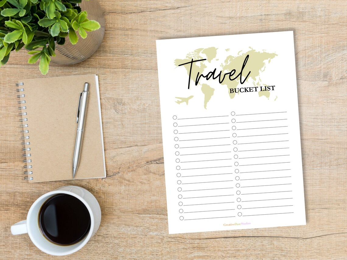 Travel Bucket List Printable PDF, Instant Digital Download, Travel ...
