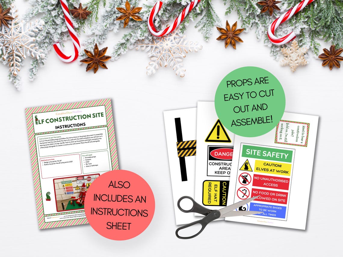 Printable Elf Construction Site Props, Christmas Elf Builder Props ...