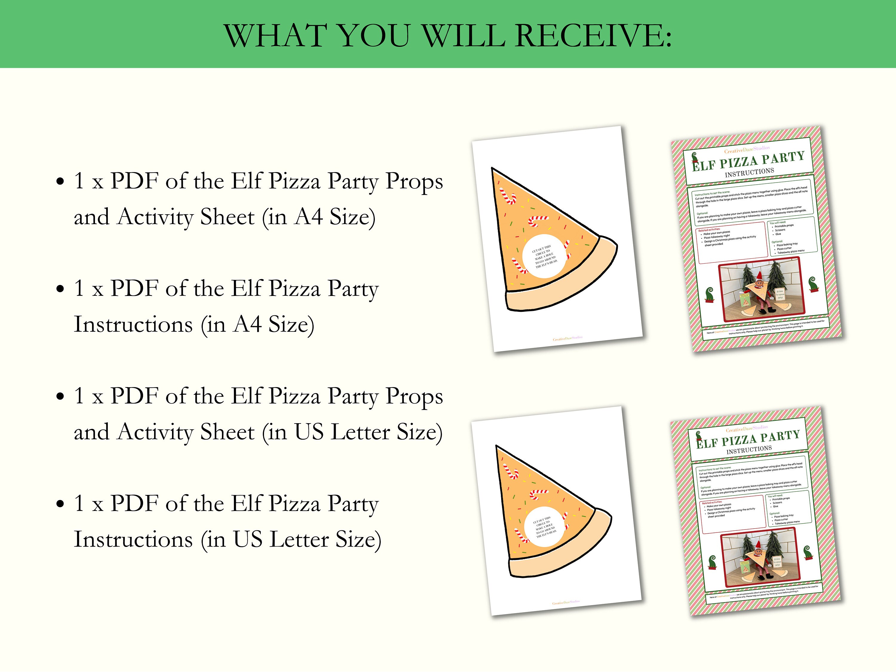 Printable Elf Pizza Party Props, Elf Pizza Night Scene, Christmas Elf ...