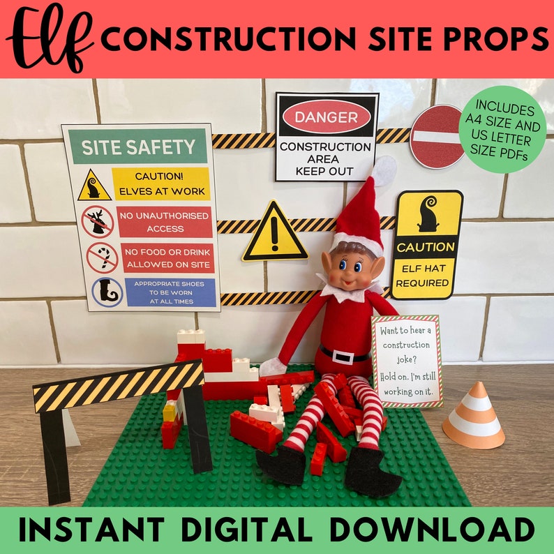 Printable Elf Construction Site Props, Christmas Elf Builder Props ...