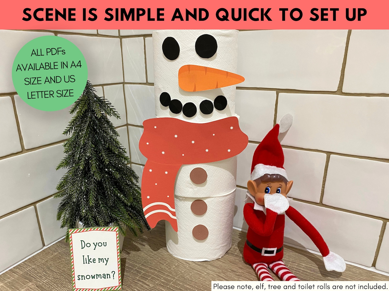 Printable Elf Snowman Props, Printable Christmas Toilet Roll Snowman ...