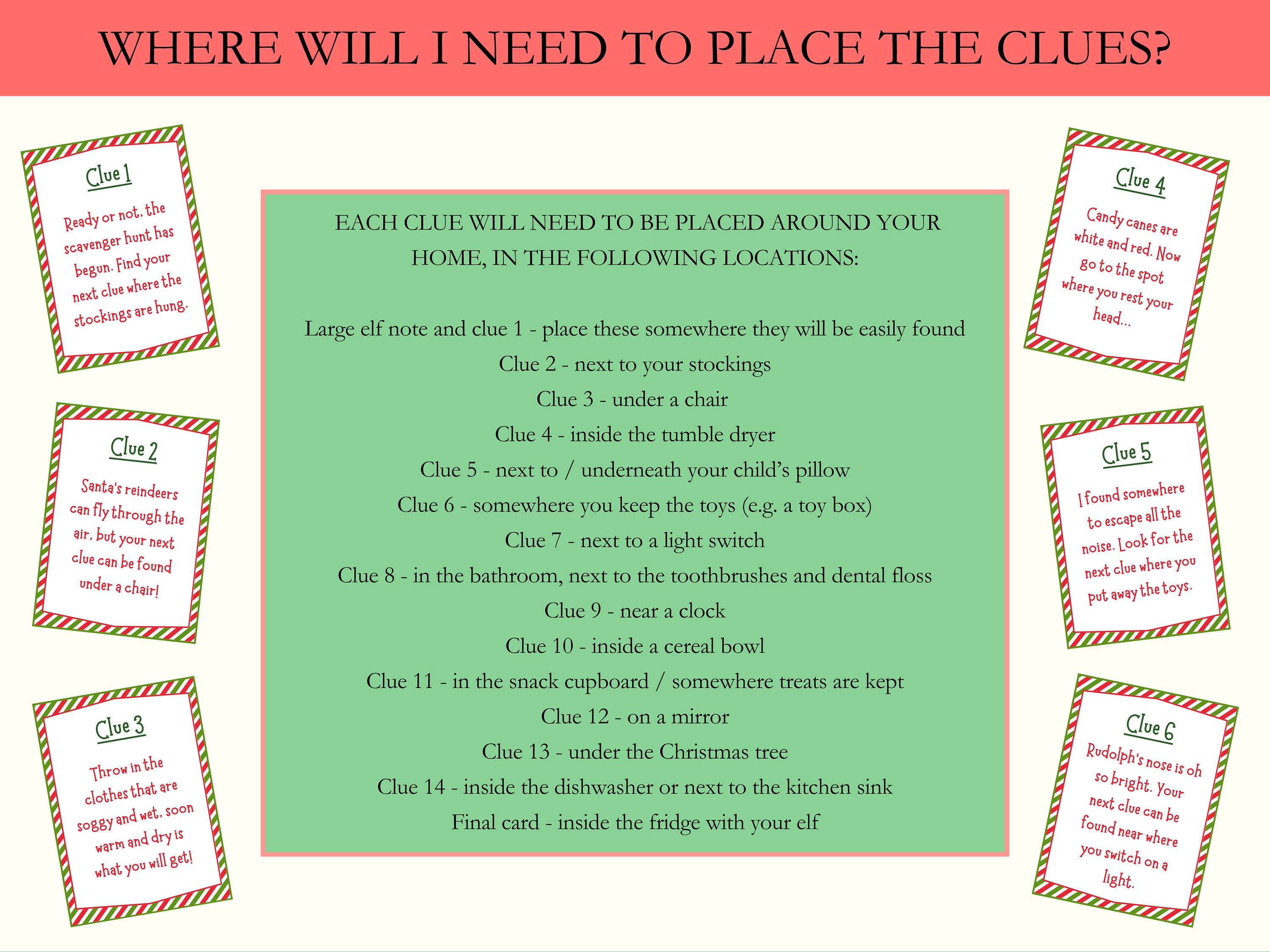 Printable Christmas Elf Scavenger Hunt for Kids, Elf Treasure Hunt ...