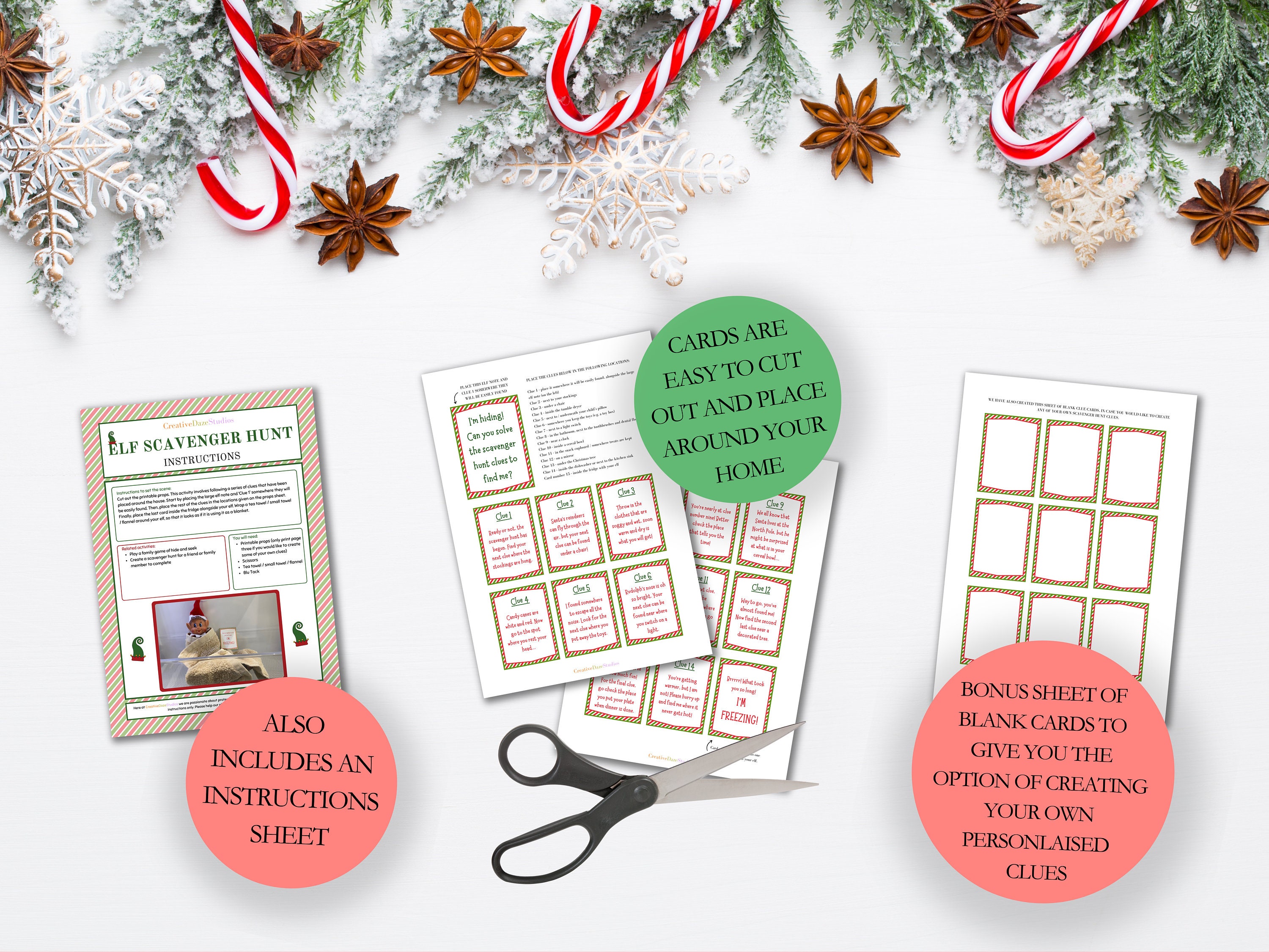 Printable Christmas Elf Scavenger Hunt for Kids, Elf Treasure Hunt ...