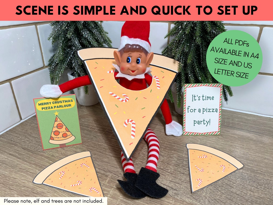 Printable Elf Pizza Party Props, Elf Pizza Night Scene, Christmas Elf ...