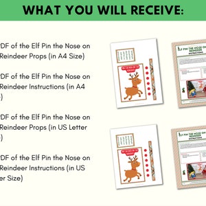 Printable Elf Pin the Nose on the Reindeer Game Props, Christmas Elf ...