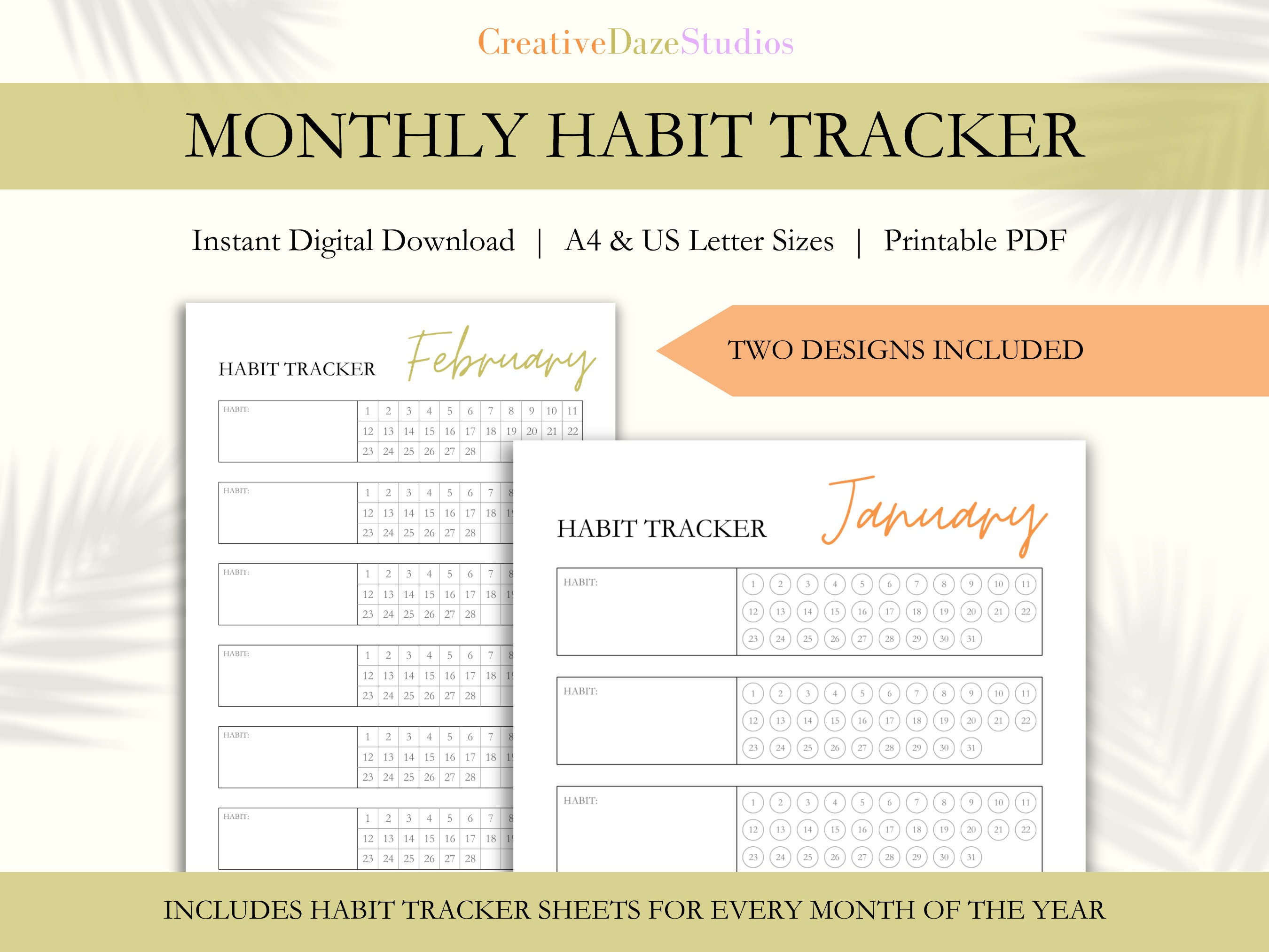Monthly Habit Tracker Printable PDF Digital Daily Habit - Etsy