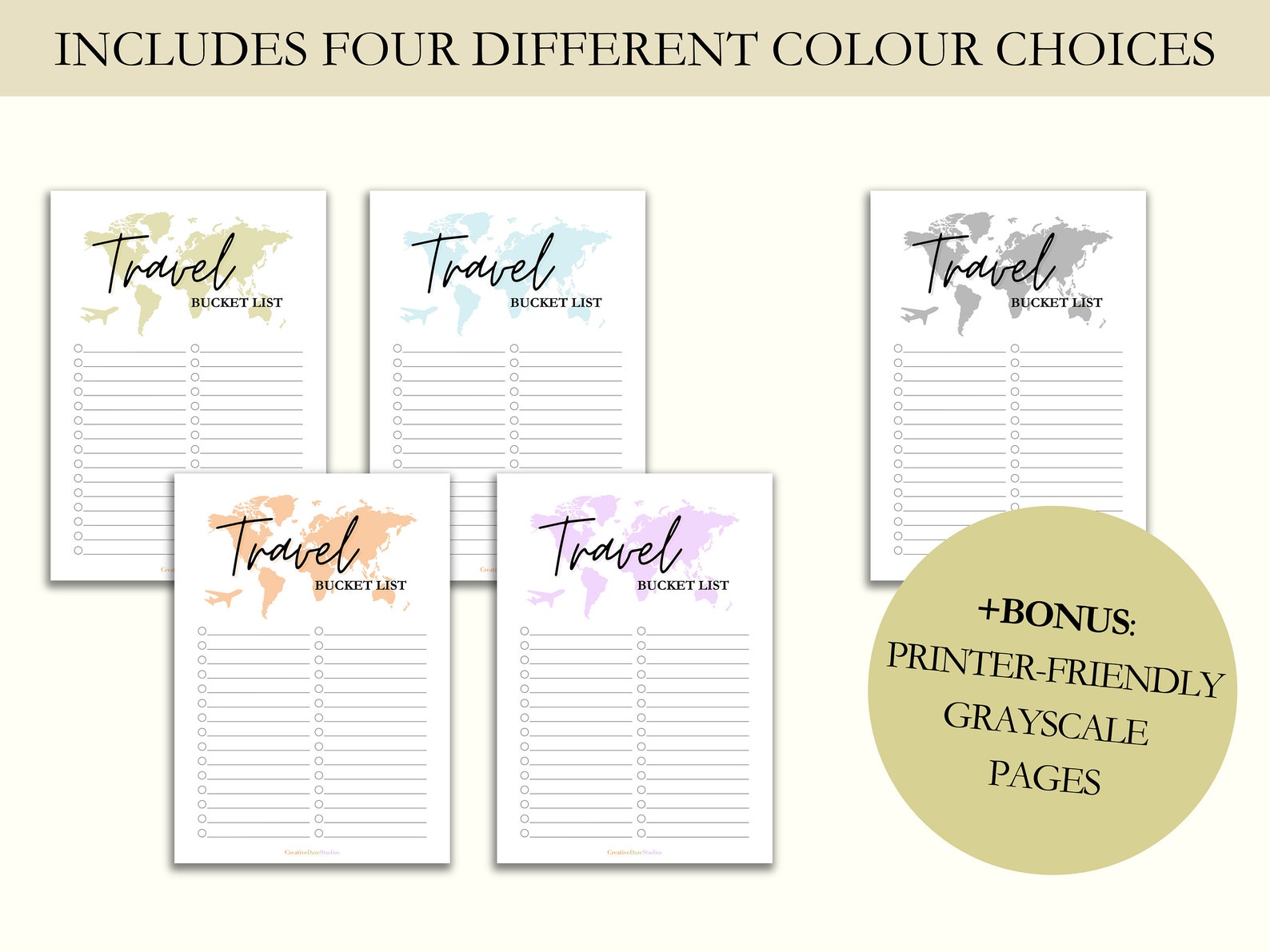 Travel Bucket List Printable PDF, Instant Digital Download, Travel ...