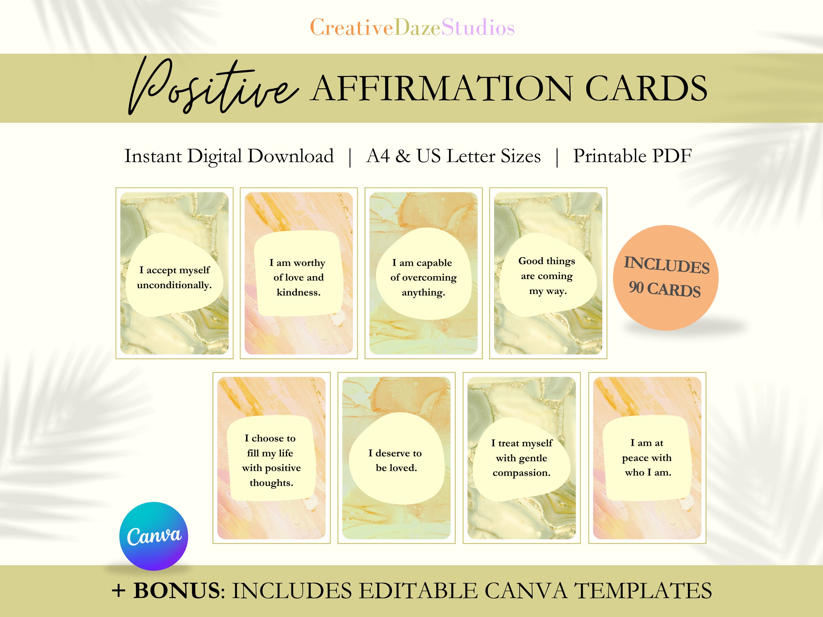 Positive Affirmation Cards Printable Daily Mindfulness Cards - Etsy UK