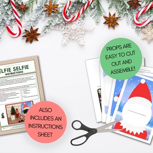 Printable Elf Let's Take an Elfie Props, Christmas Elf Selfie Scene ...