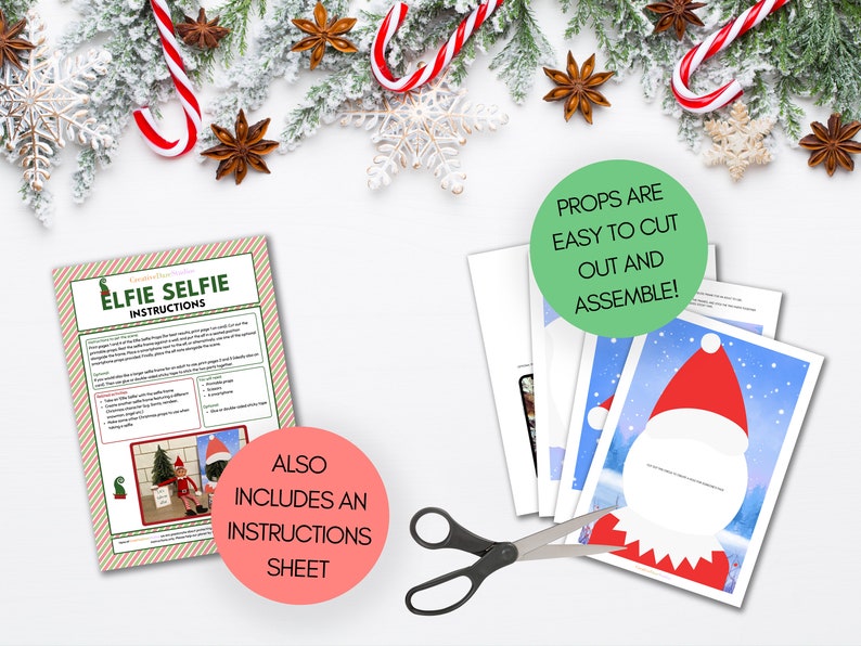 Printable Elf Let's Take an Elfie Props, Christmas Elf Selfie Scene ...