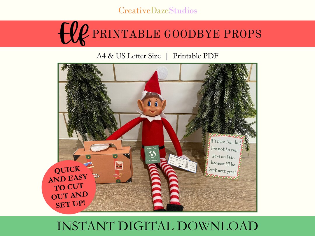 Printable Elf Goodbye Props Christmas Elf Vacation Elf - Etsy