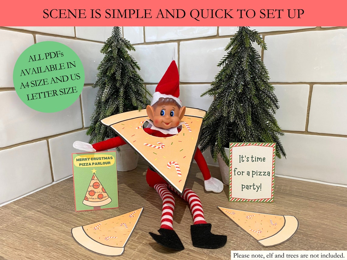 Printable Elf Pizza Party Props, Elf Pizza Night Scene, Christmas Elf ...