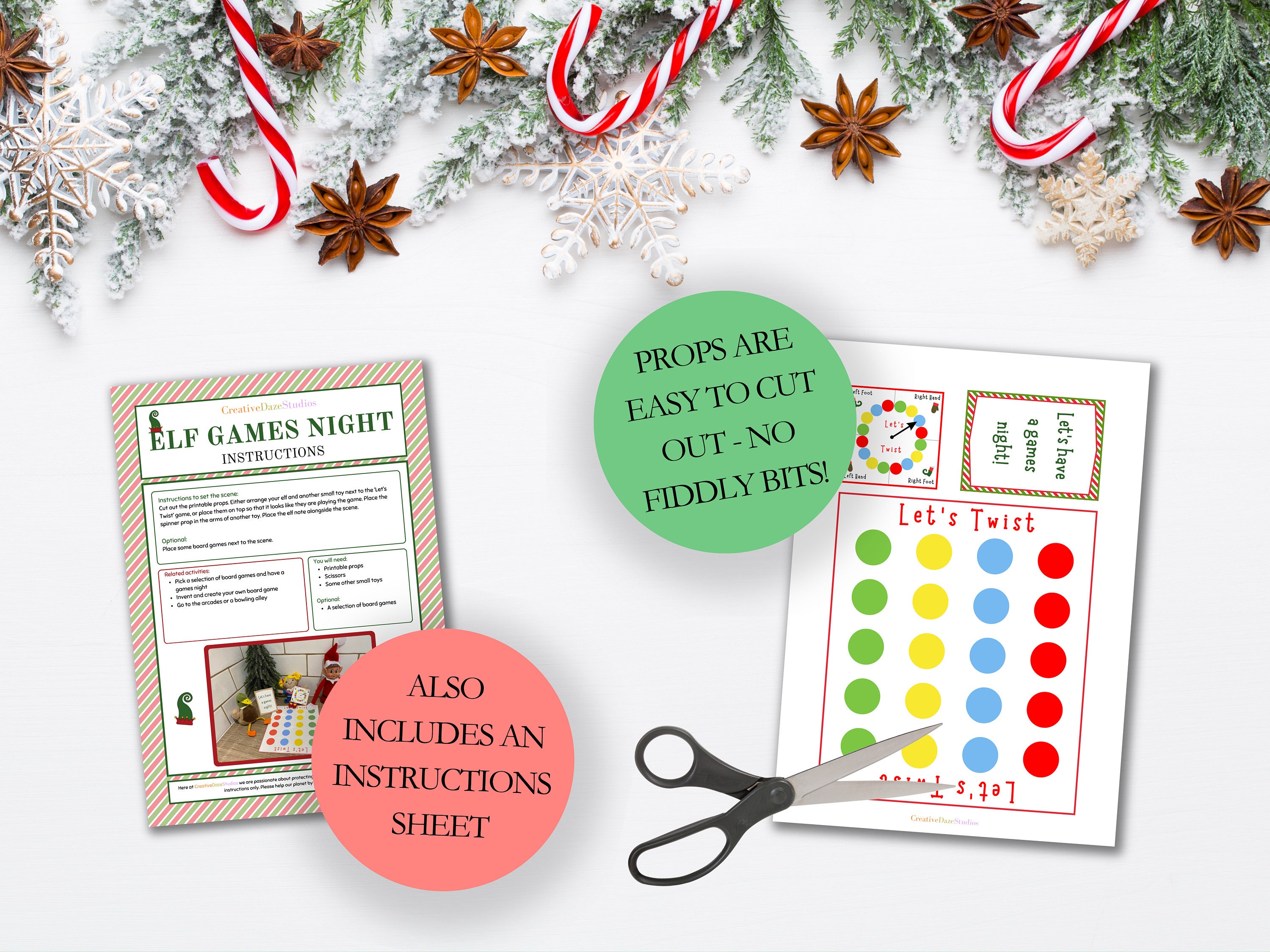 Printable Elf Games Night Props, Christmas Elf Twister Printable Game ...
