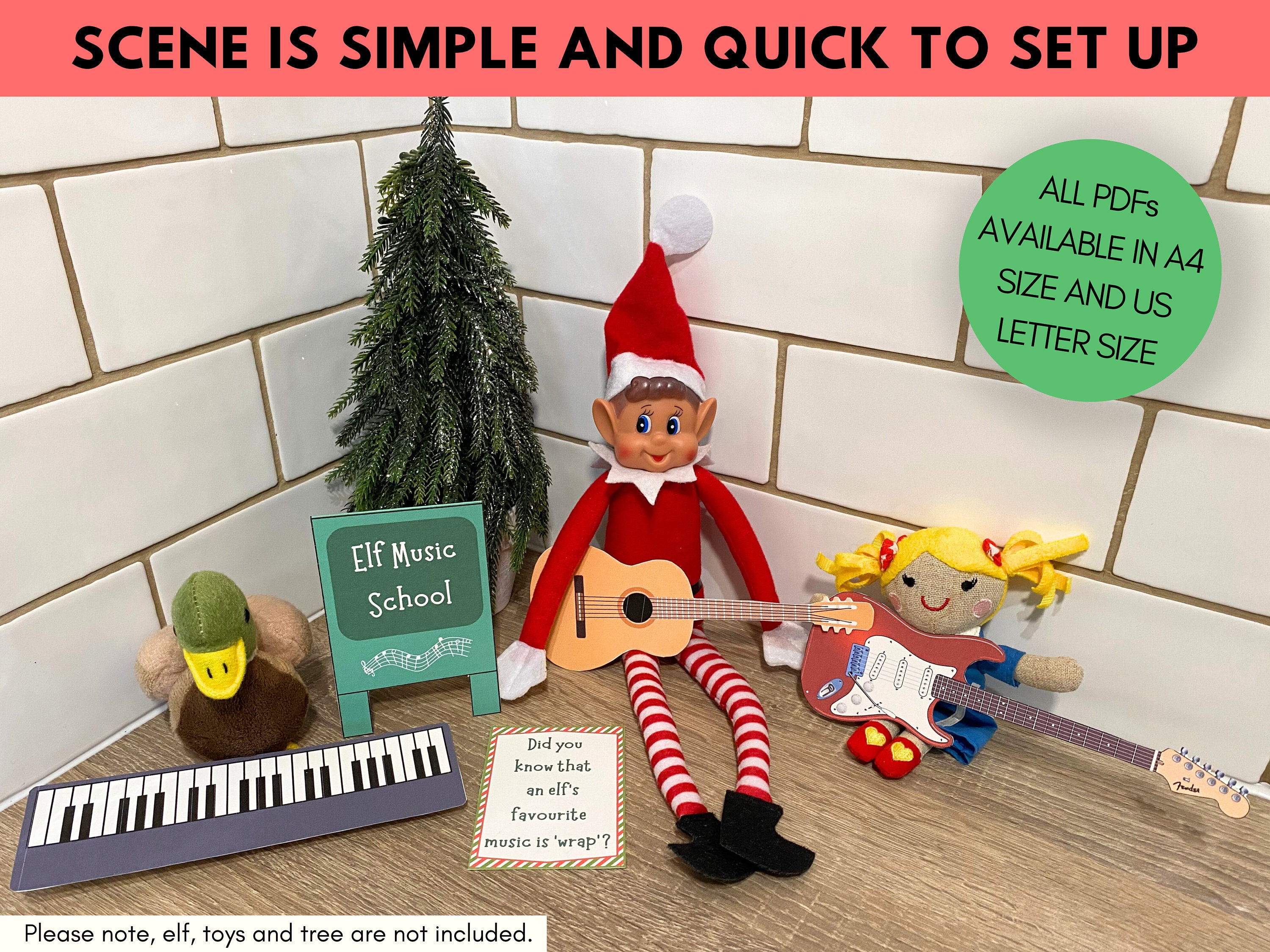 Printable Elf Music School Props, Elf Guitar and Keyboard, Christmas ...