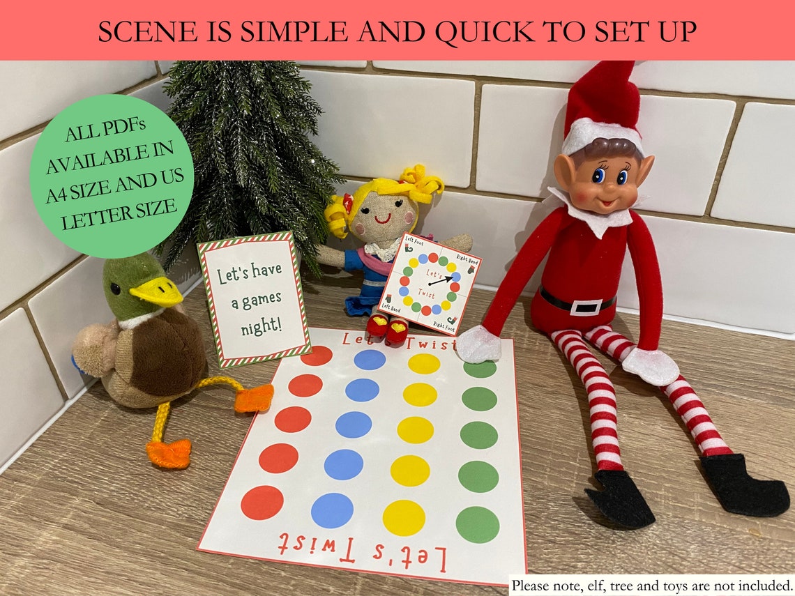 Printable Elf Games Night Props, Christmas Elf Twister Printable Game ...