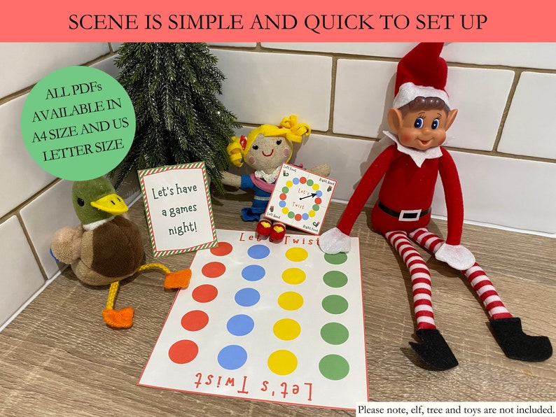 Printable Elf Games Night Props, Christmas Elf Twister Printable Game ...
