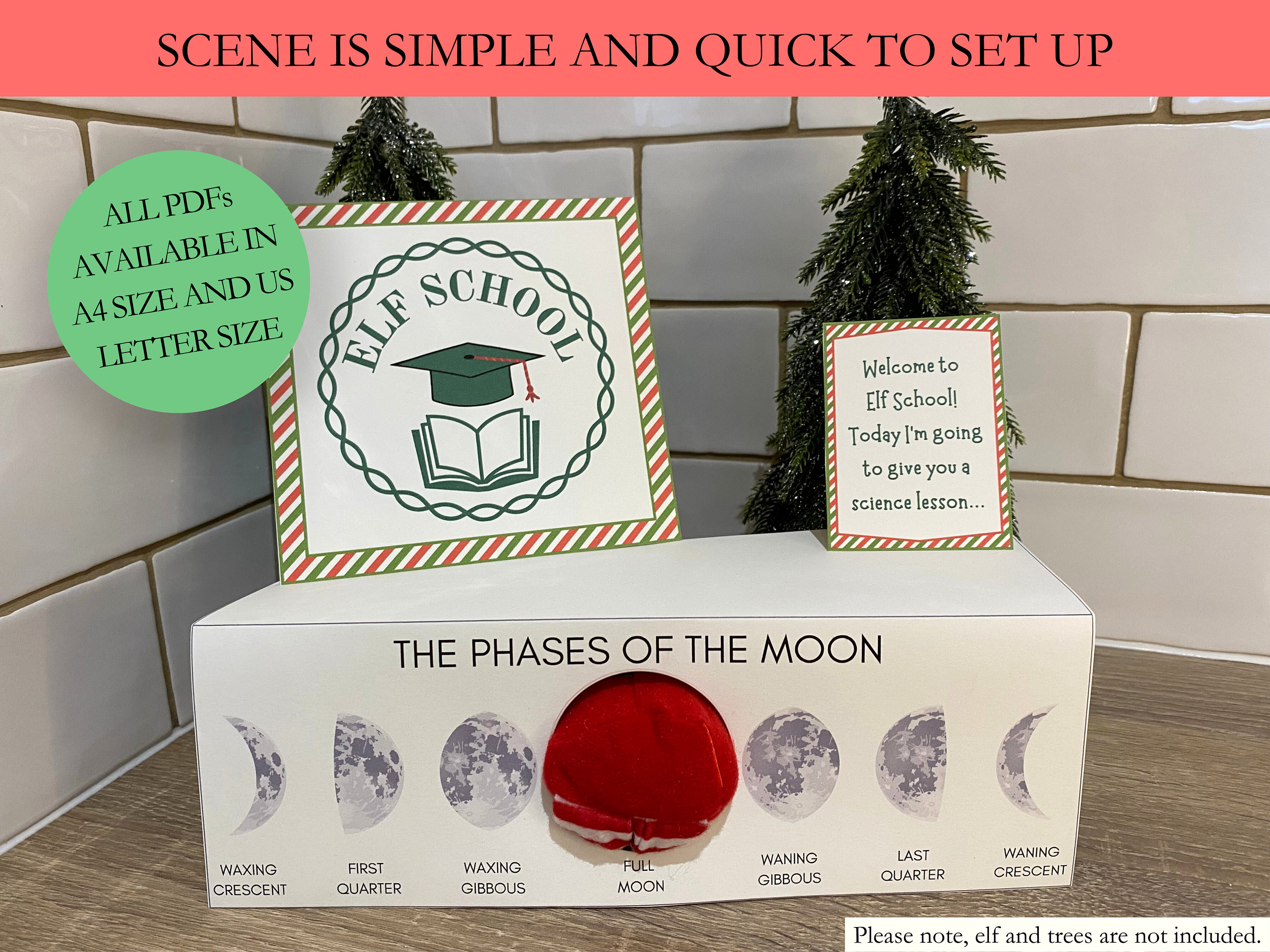 Printable Elf Moon Phases Props, Elf Moon Phases Scene, Elf School ...