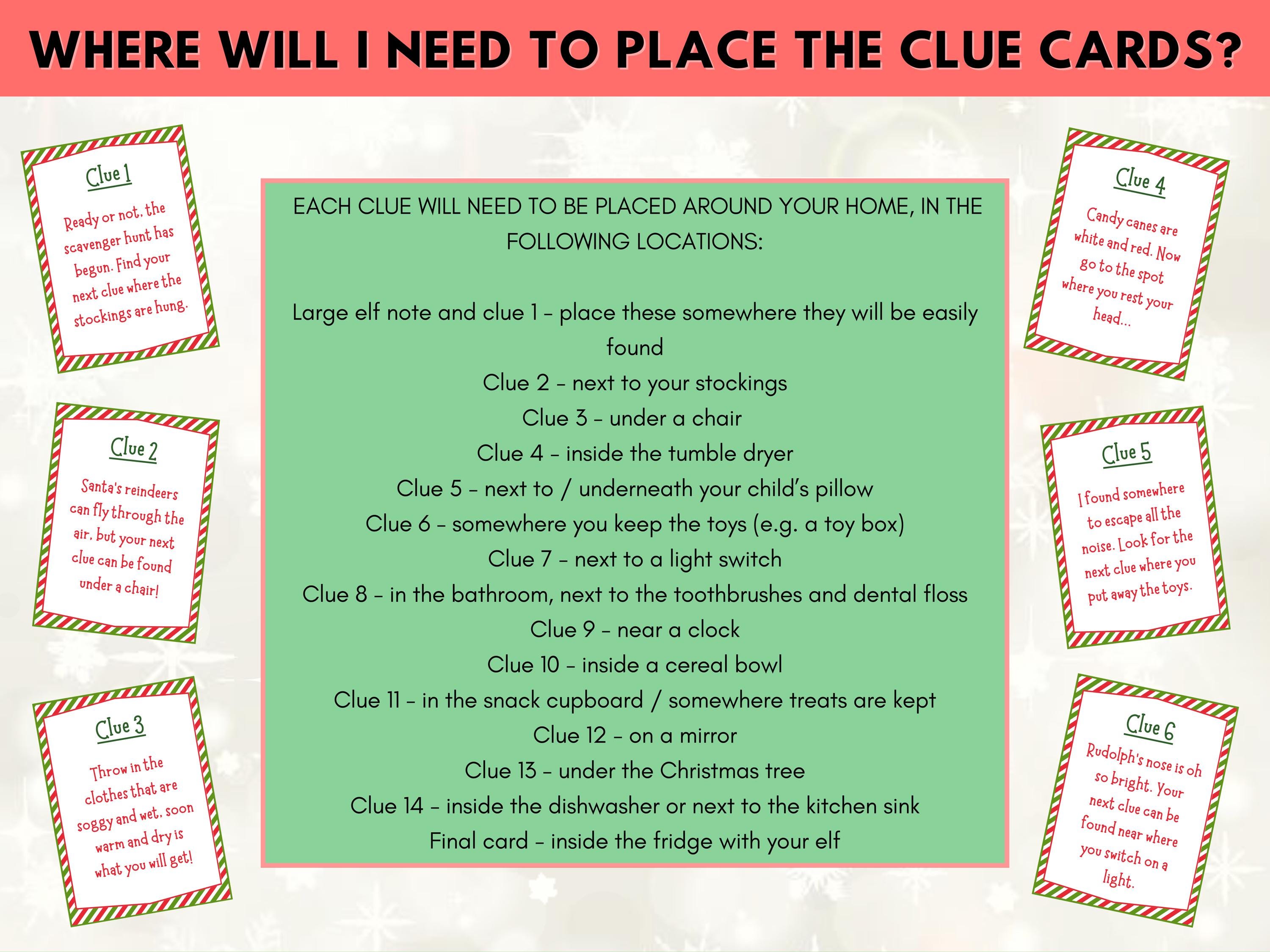 Printable Christmas Elf Scavenger Hunt for Kids, Elf Treasure Hunt ...