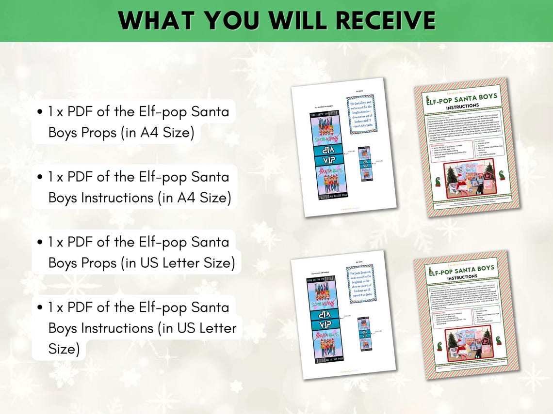 Kpop Elf Props Printable Kit, Elf-pop Santa Boys Elf Scene, K-pop Elf ...