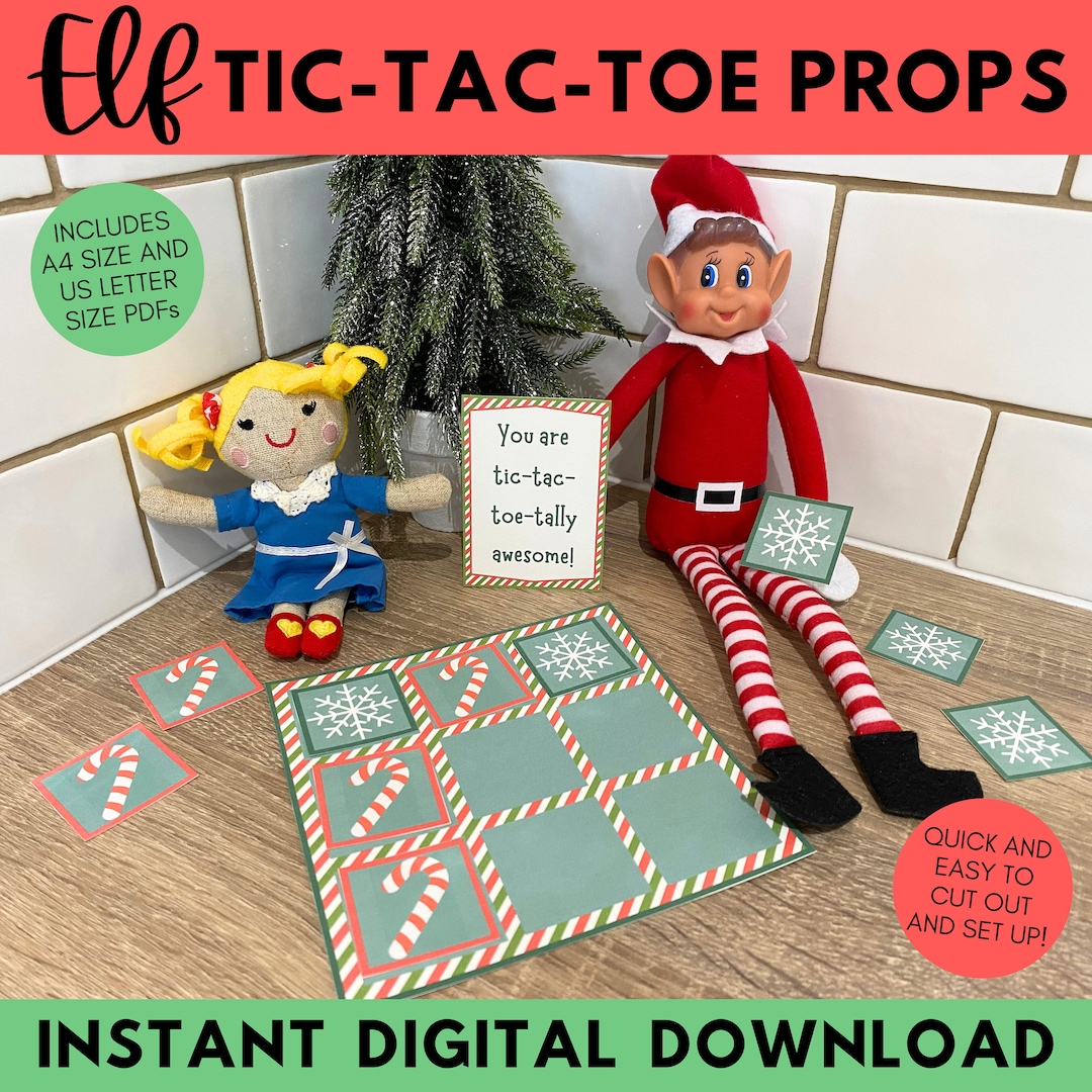 Printable Elf Tic-tac-toe Props, Christmas Elf Games Scene, Easy Elf ...
