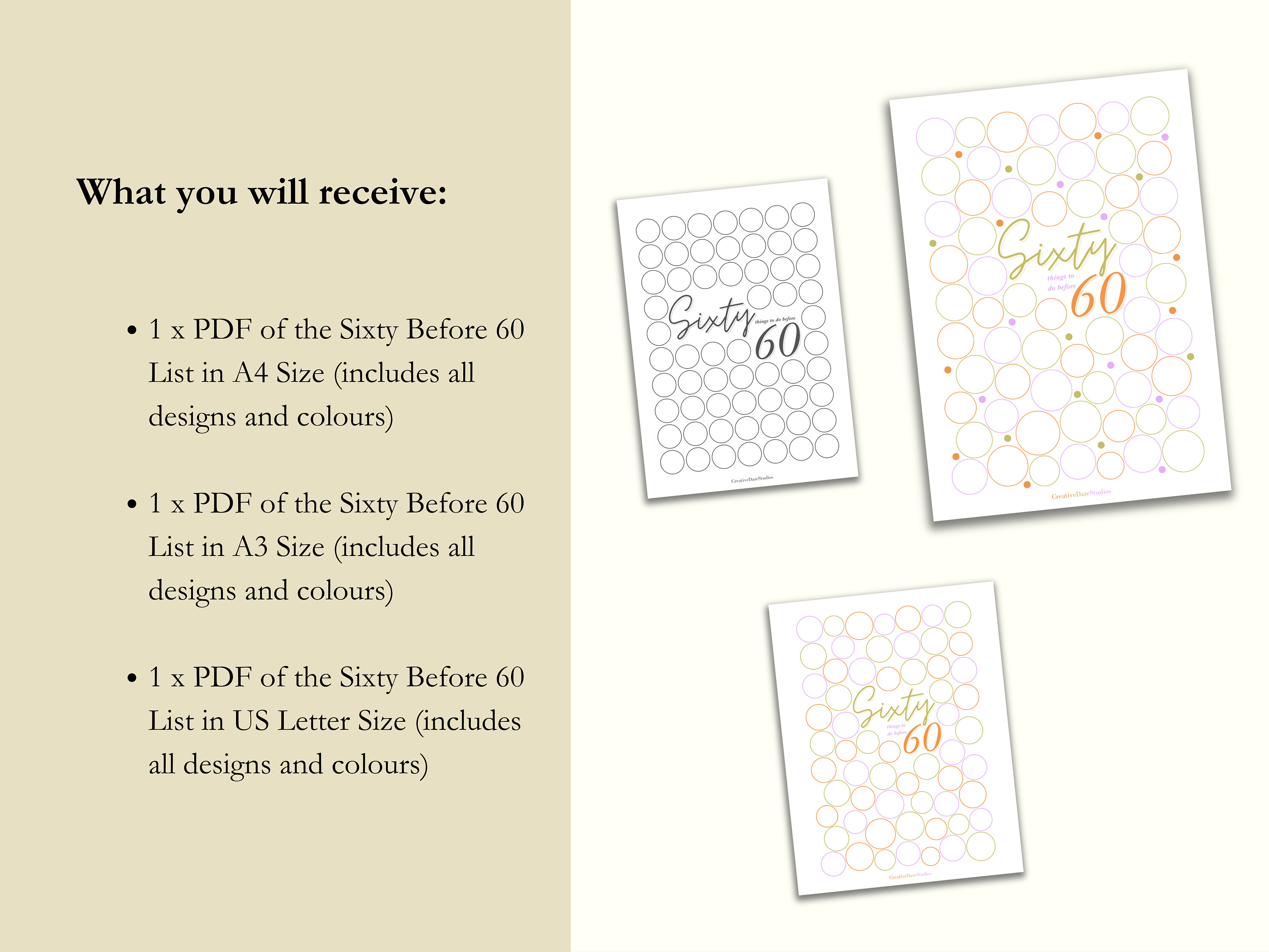 Sixty Before 60 Bucket List, Printable PDF, 60 Before 60 List, 50s ...