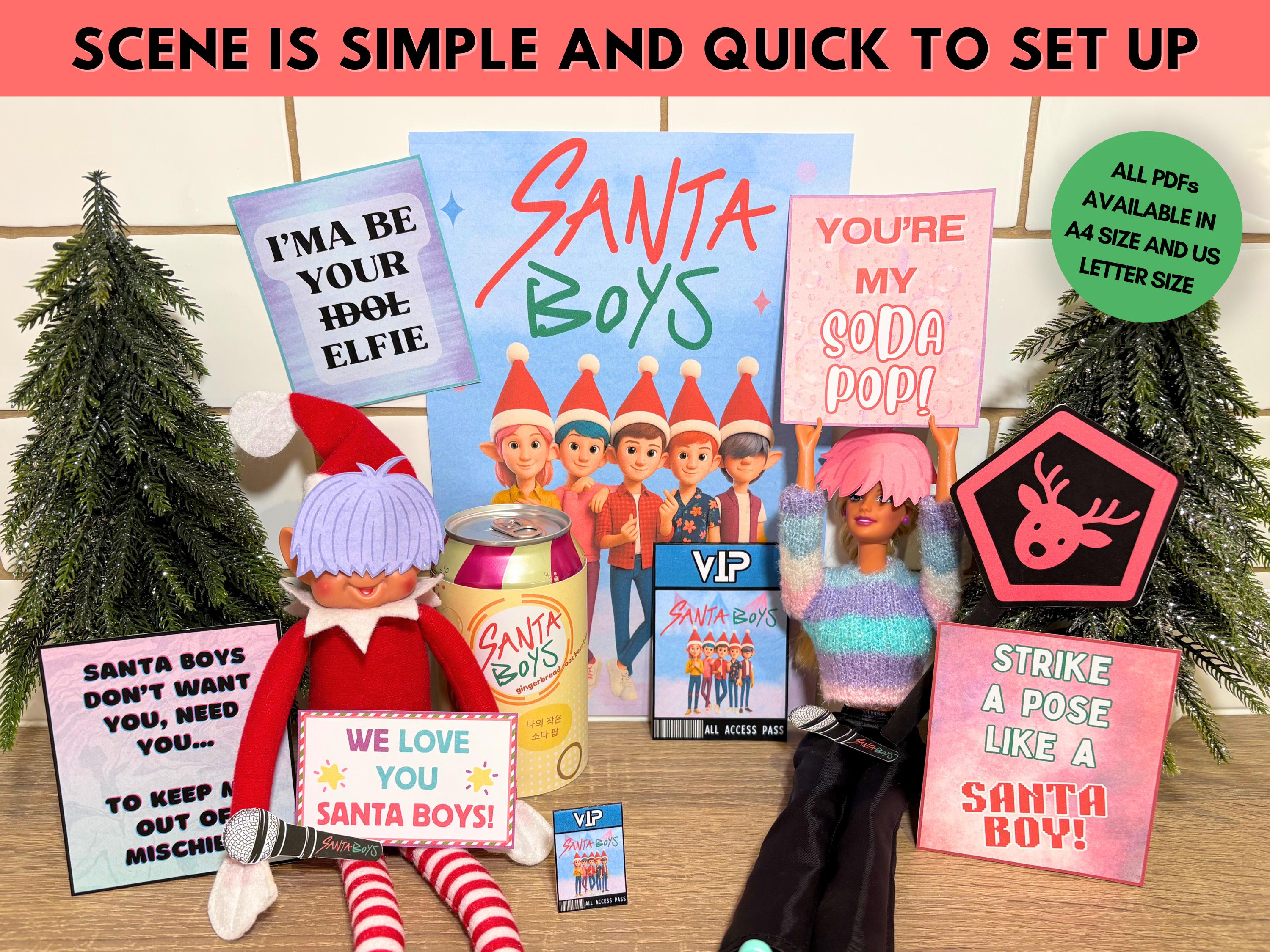 Kpop Elf Props Printable Kit, Elf-pop Santa Boys Elf Scene, K-pop Elf ...