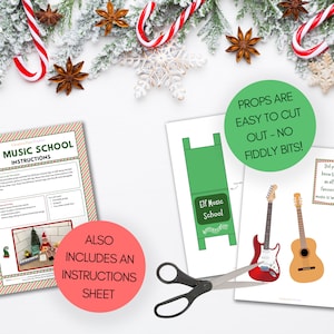 Printable Elf Music School Props, Elf Guitar and Keyboard, Christmas ...