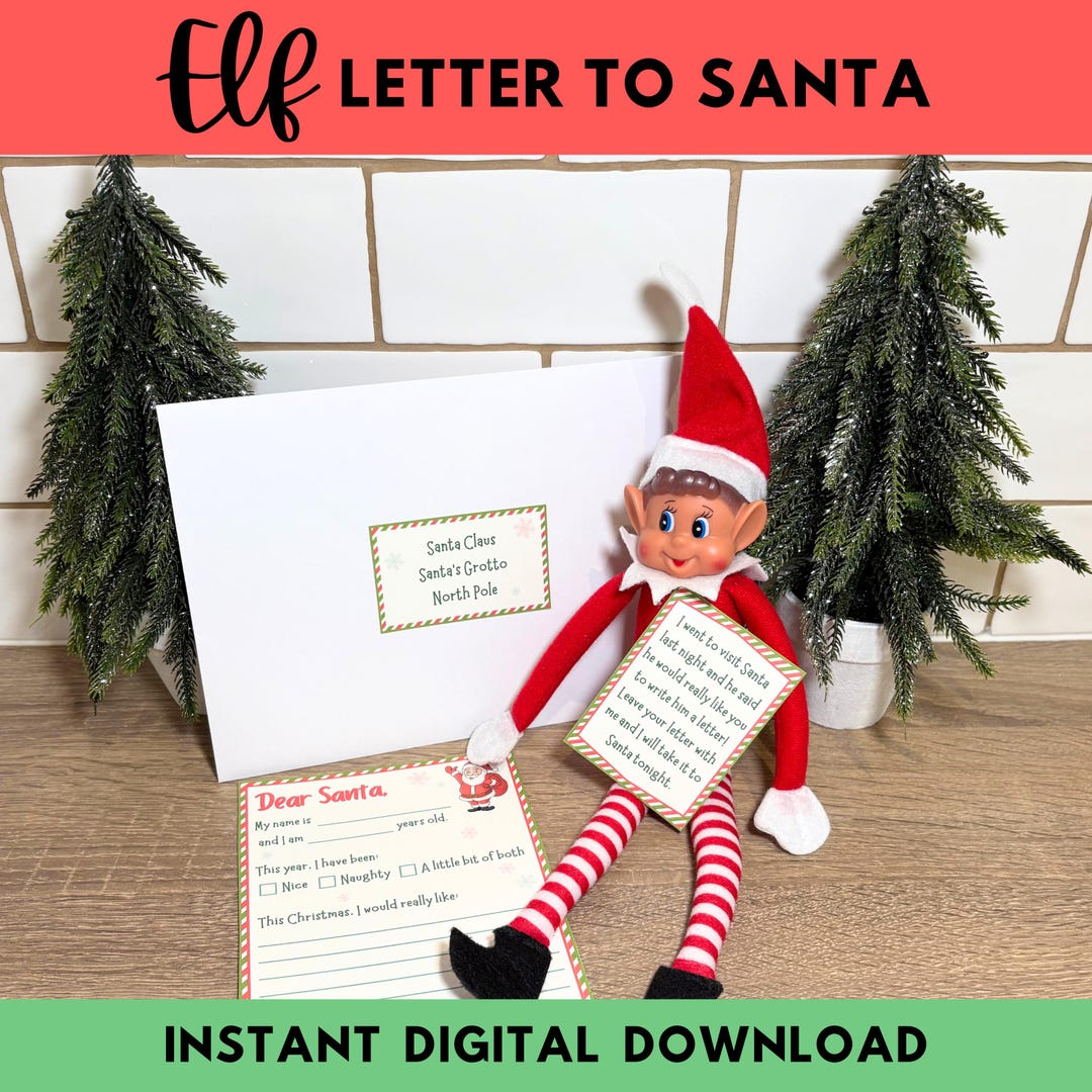 Printable Elf Letter to Santa Props, Christmas Elf Santa Letter, Elf ...