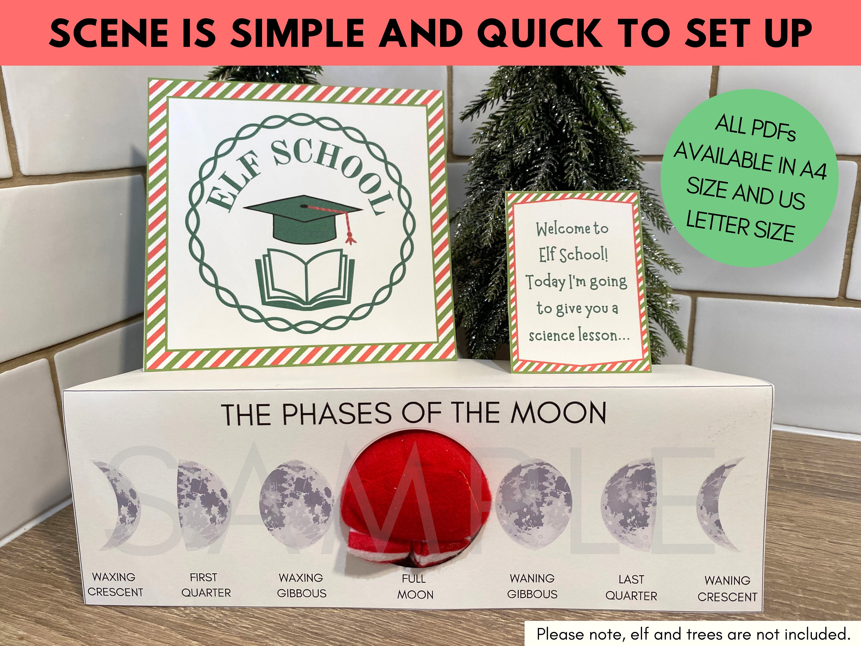 Printable Elf Moon Phases Props, Elf Moon Phases Scene, Elf School ...
