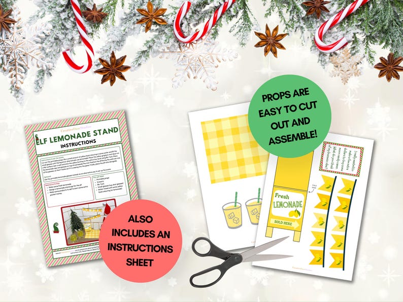 Printable Elf Lemonade Stand Props, Elf Lemonade Stall Props, Funny Elf ...