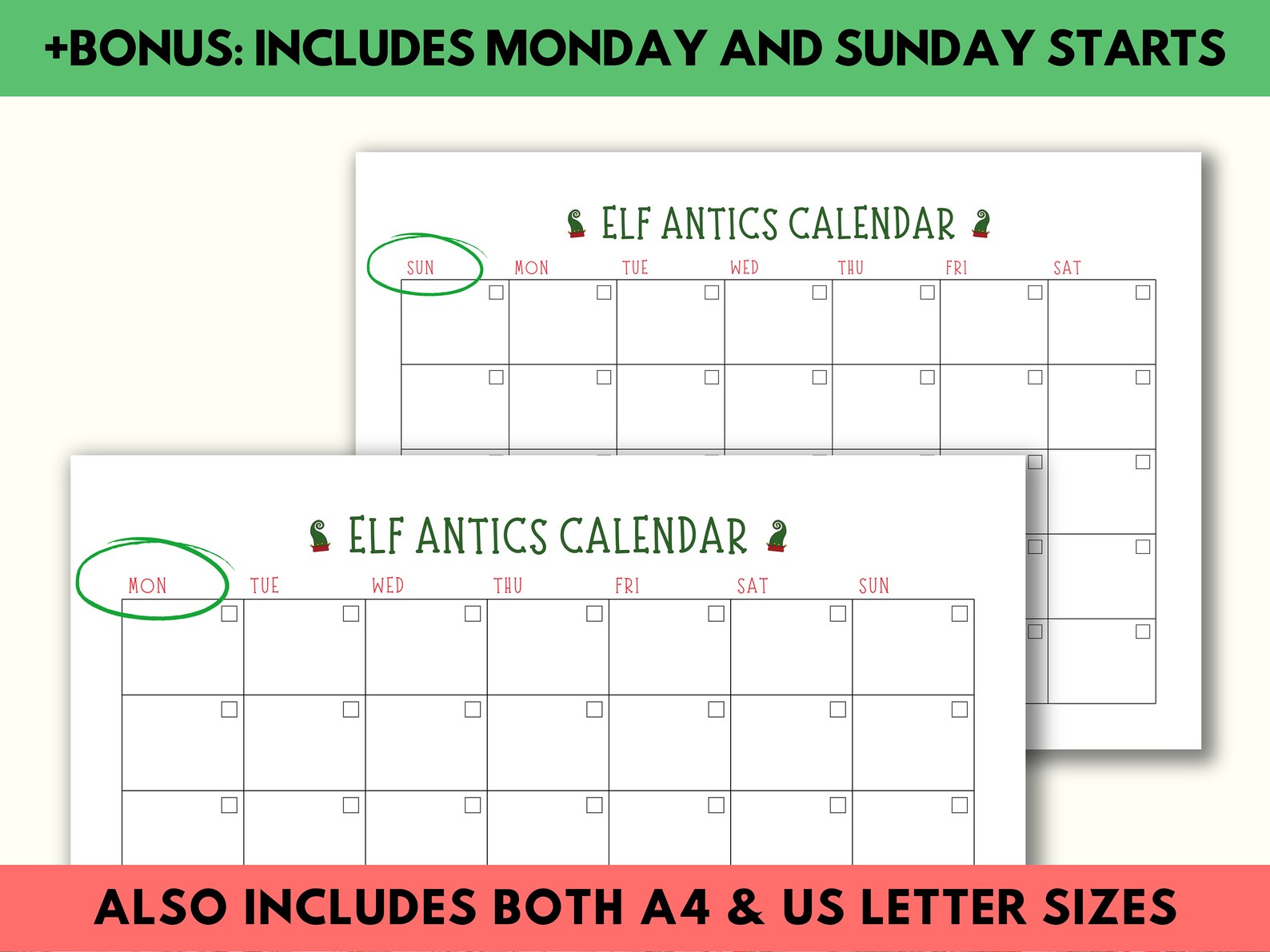Printable Elf Planning Calendar, Printable Elf Calendar PDF, December ...