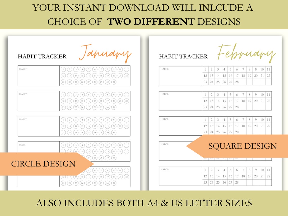 Monthly Habit Tracker Printable PDF Digital Daily Habit - Etsy