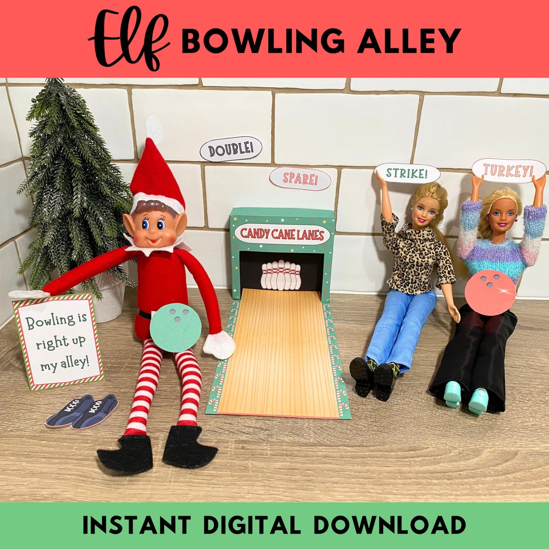 Printable Elf Bowling Alley Props, Christmas Elf Ten Pin Bowling, Elf ...