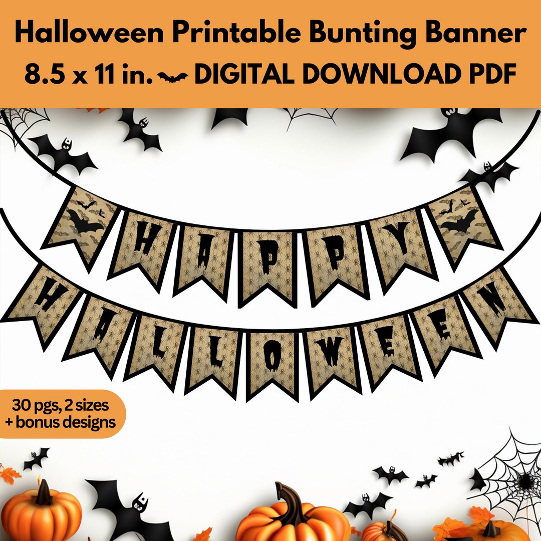 Halloween Printable Bunting Banner | Happy Halloween | Banner Bunting ...