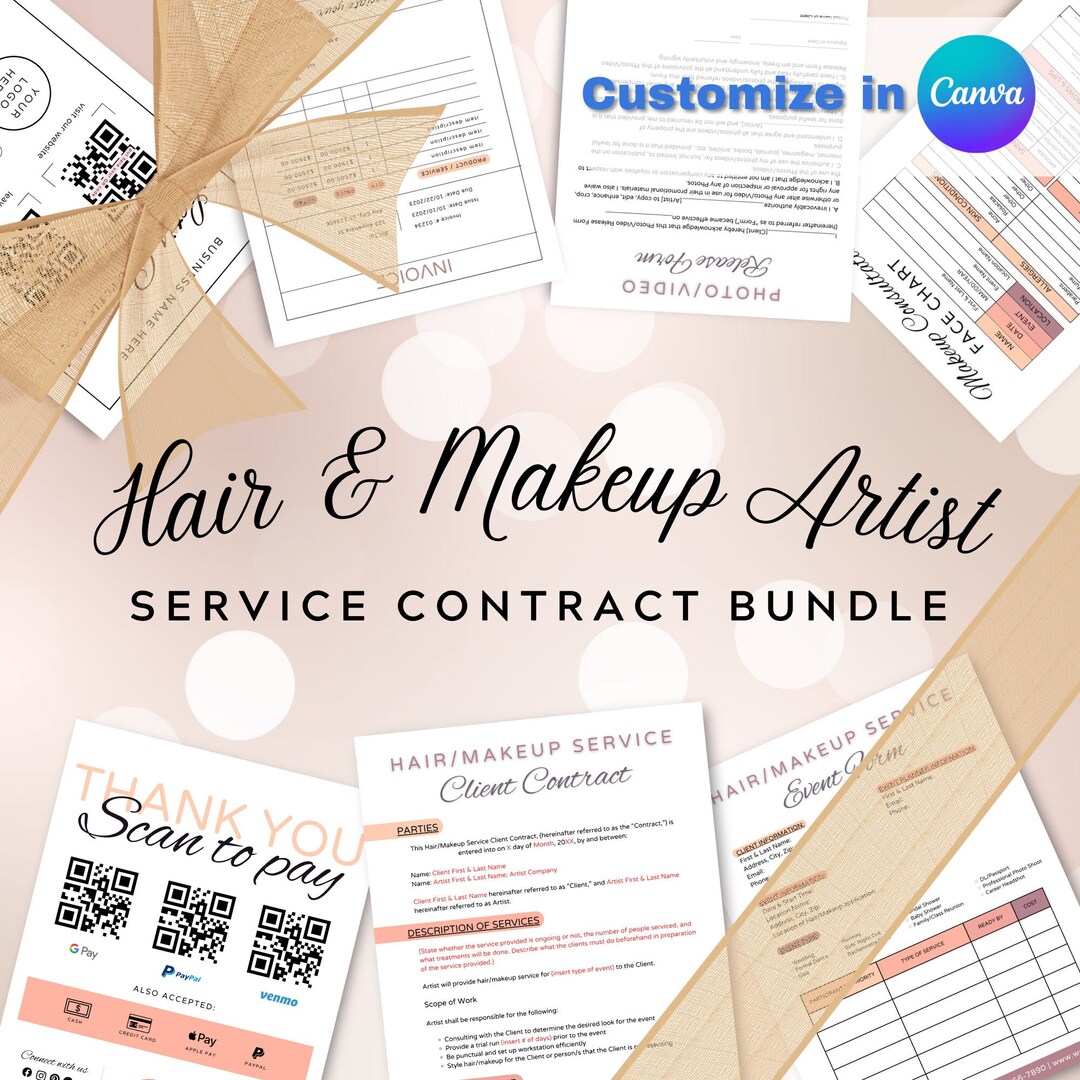 Bridal Hair Contract Template Agreement, Bridal Makeup Wedding Event ...