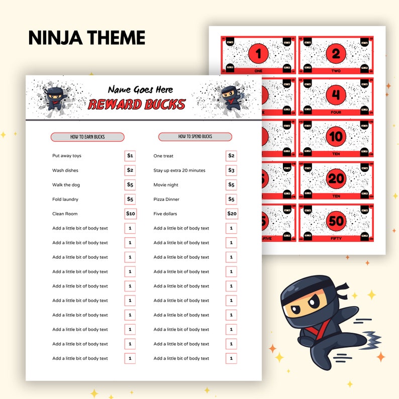 Editable Reward System, Kids Reward Chart, Printable Reward Dollars ...