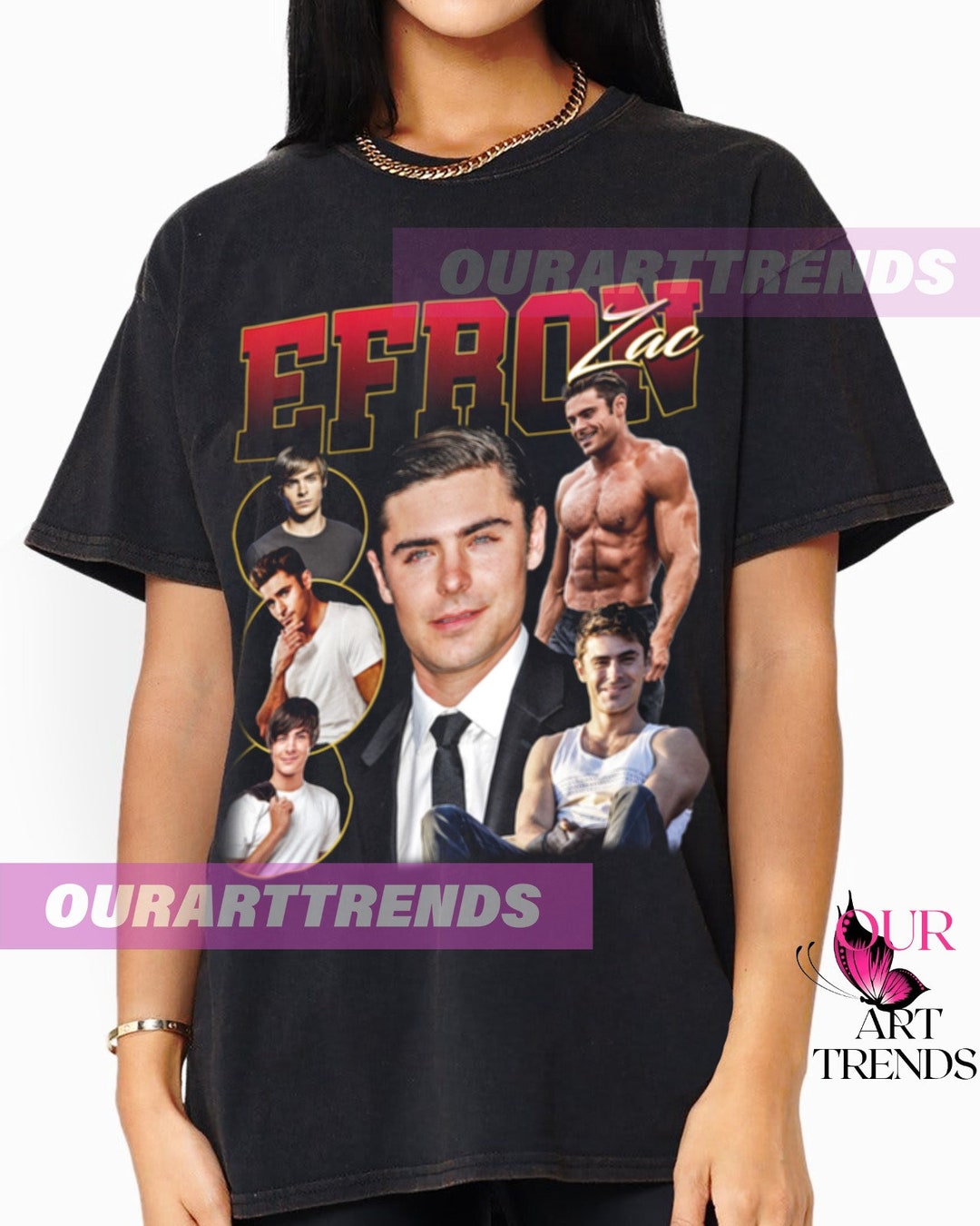 Zac Efron Actor Movie Drama Television Series Fans Gift T-shirt Retro ...