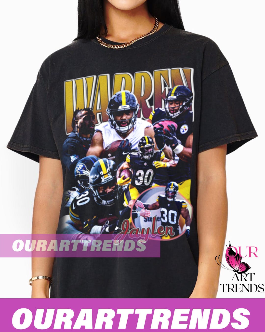 Limited Jaylen Warren Vintage 90s Homage Retro Classic Graphic Tee ...