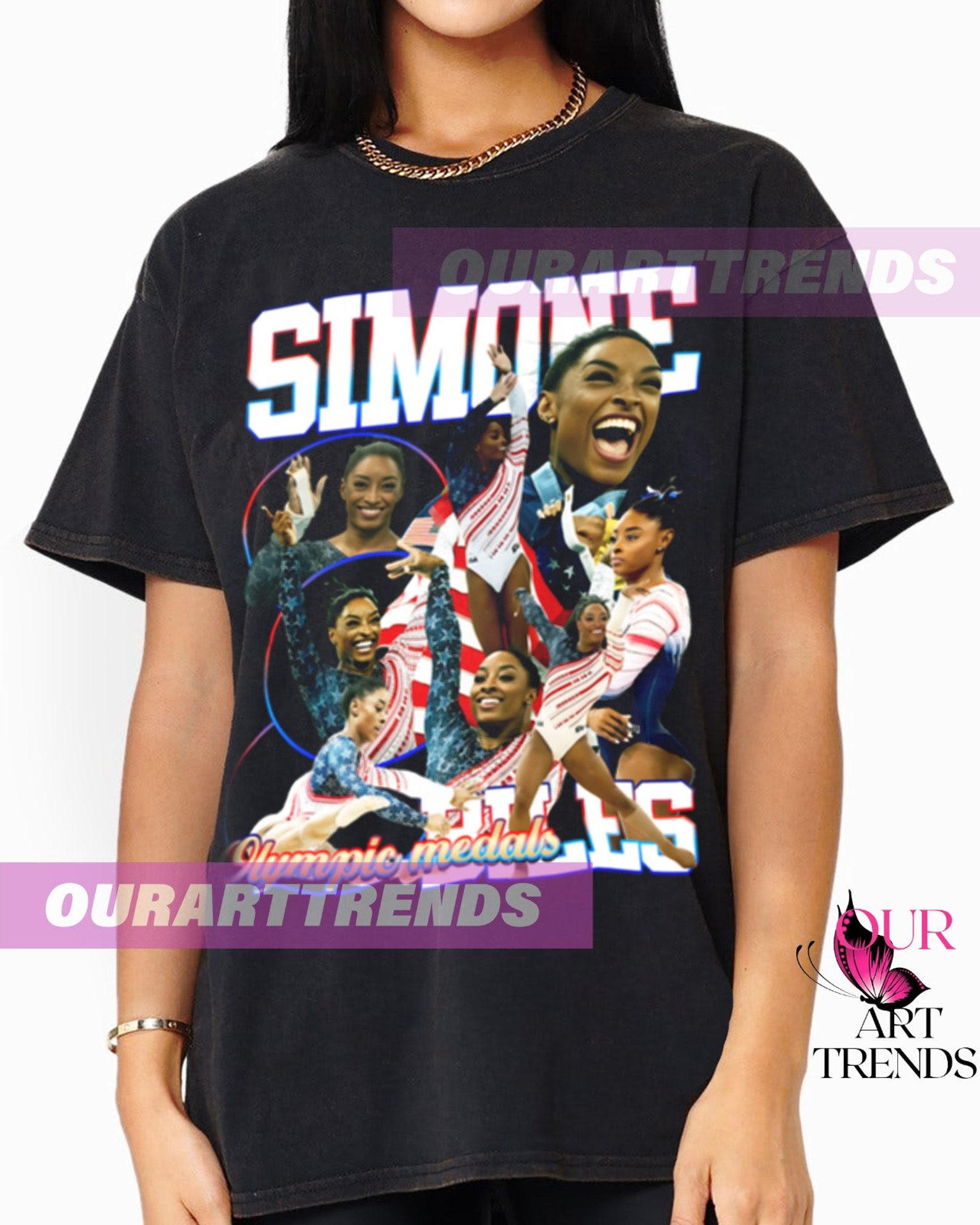 Simone Biles T-shirt American Gymnast Merchandise Bootleg Vintage ...