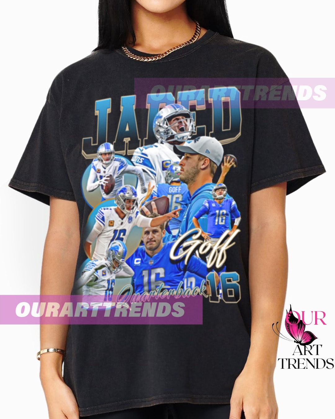 Limited Jared Goff Vintage 90s Homage Retro Classic Graphic Tee Bootleg ...