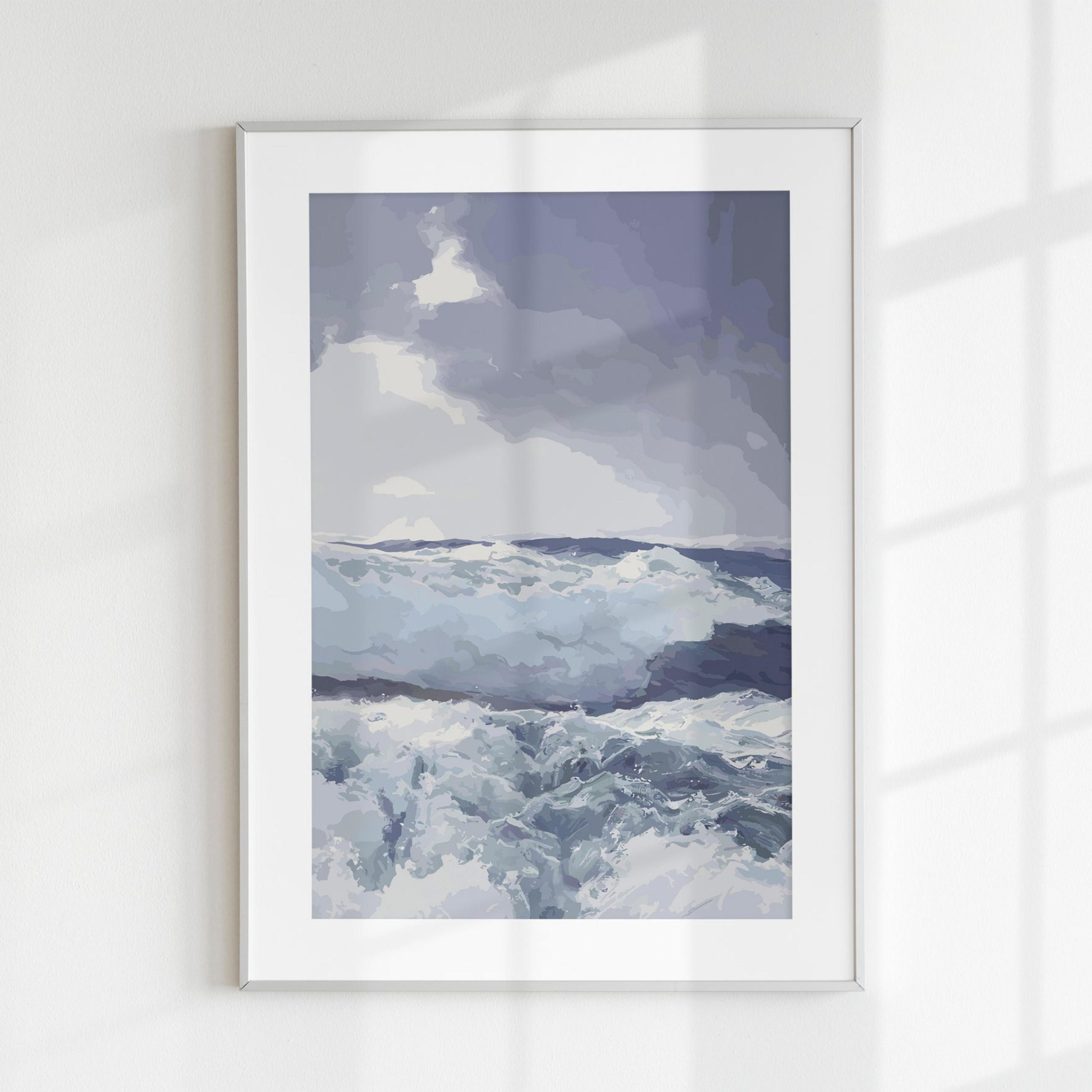 Abstract Dark Blue Wave Art | Set of 2 Prints | Abstract Blue Waves ...