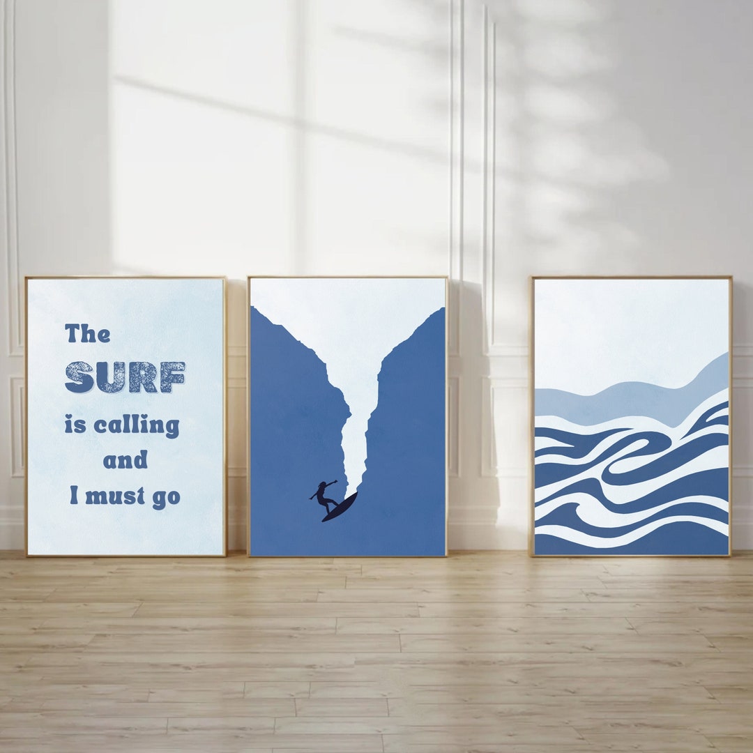 Boho Surf Gallery Wall Art | Set of 3 Prints | Surf Nursery Decor |boho ...