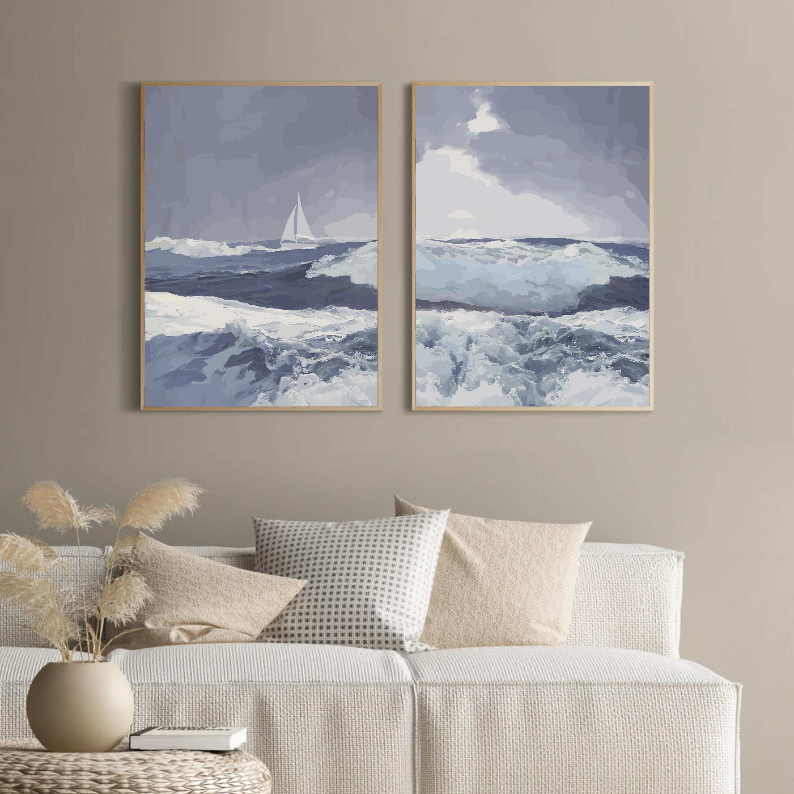 Abstract Dark Blue Wave Art | Set of 2 Prints | Abstract Blue Waves ...
