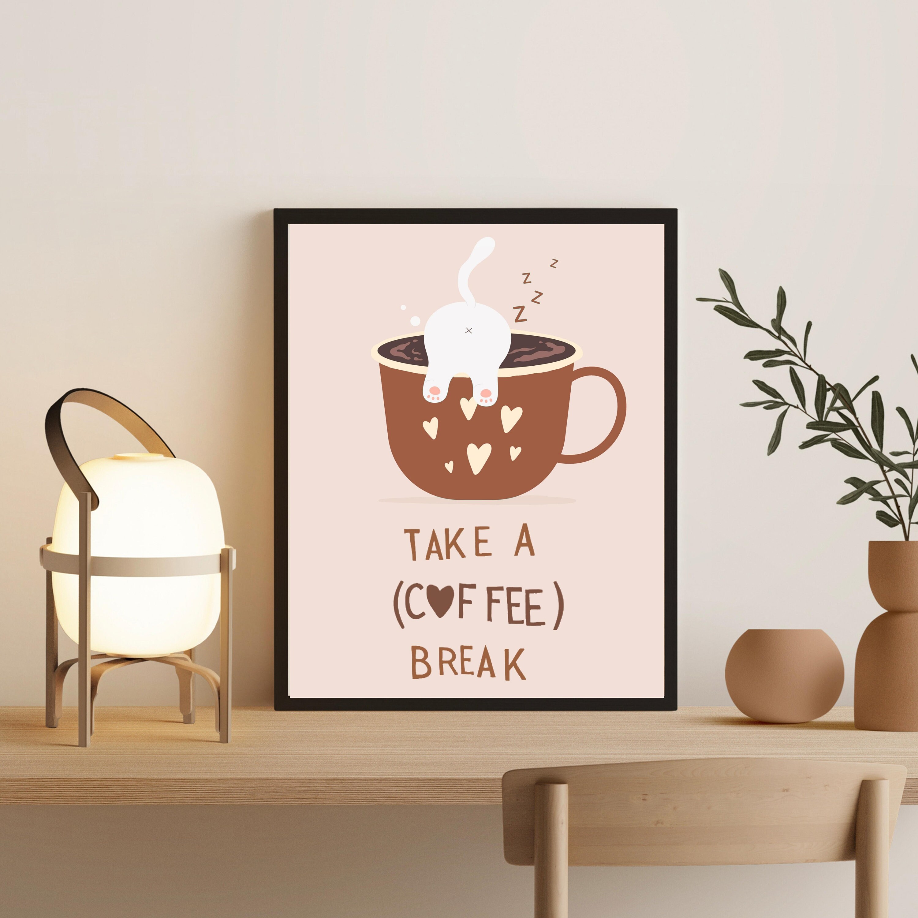Take A Coffee Break | Cat and Coffee Art | Coffee Bar Prints | Coffee ...